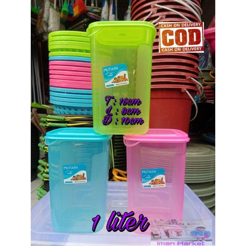 Jual Toples Kue Kering Kotak 1Lt / Toples Plastik Warna Bening / Toples ...