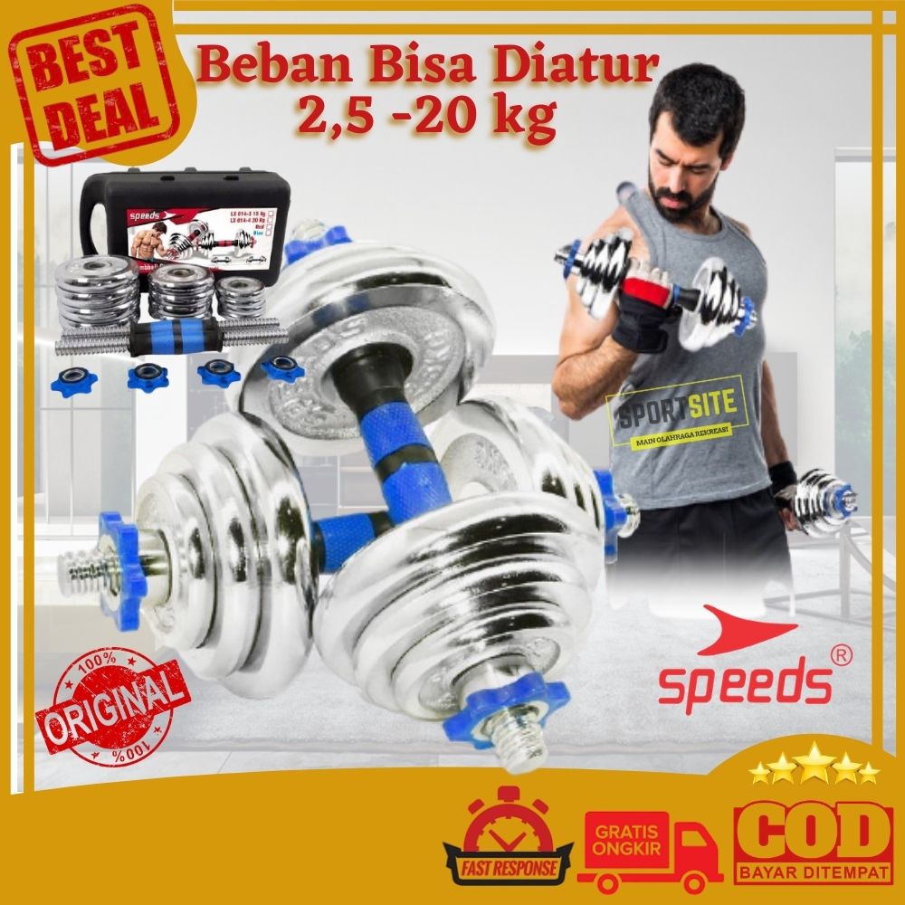 Jual Dumbell Barbel Speeds 20kg Box Set Tiang Plate Angkat Besi Baja Dumbbell Steel Alat Angkat ...