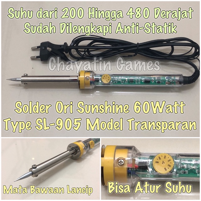 Jual Solder Ori Sunshine 60 Watt Model Transparan Mata Solder Lancip ...