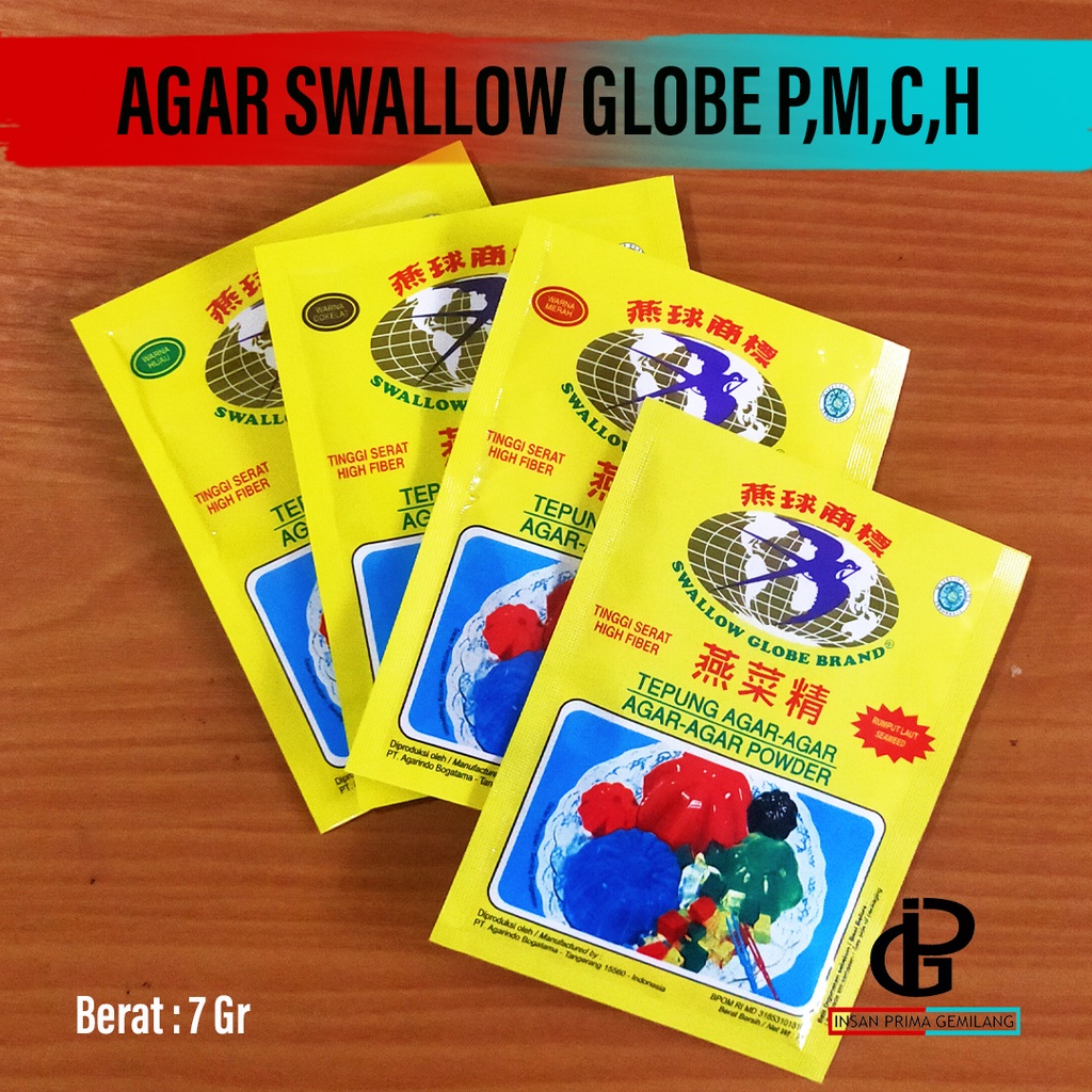 Jual Tepung Agar Agar Swallow Globe Brand Plain, Merah, Coklat, Hijau 7 ...