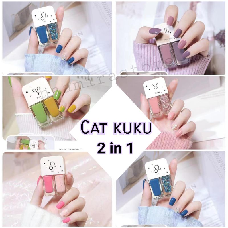 Jual KUTEKS 2in 1 CAT KUKU DUA WARNA KUTEKS KEKINIAN 2IN1 KUTEK HALAL ...