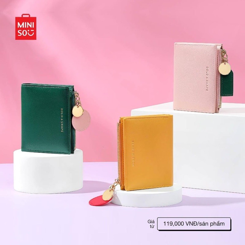 Jual 3wrn. MINISO Simple style / bold & shape bifold wallet + tempat ...