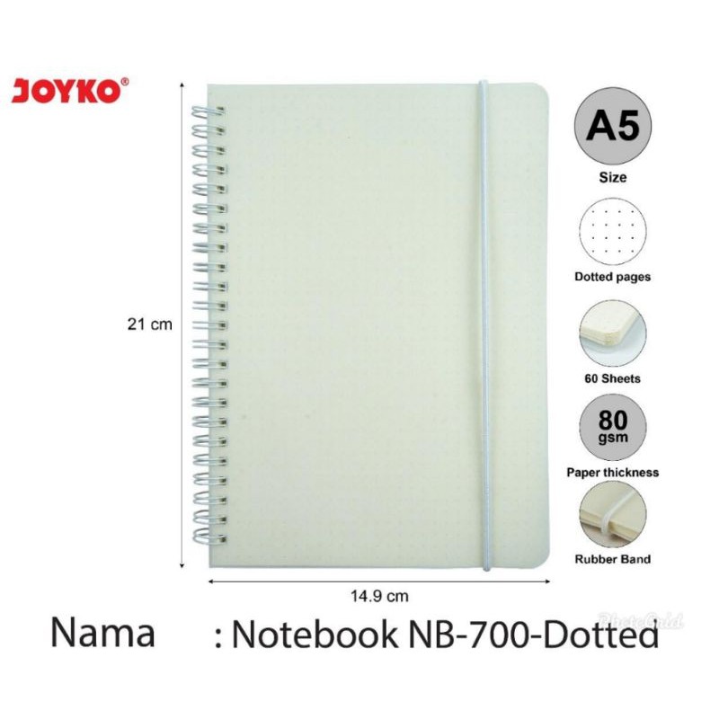 Jual Joyko Notebook A5 Spiral transparan NB-700 ruled dotted grid plain ...