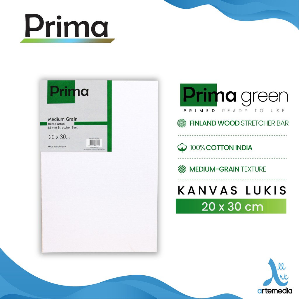 Jual Prima Green Cotton Canvas 20x30cm | Kanvas Lukis Katun Siap Pakai ...