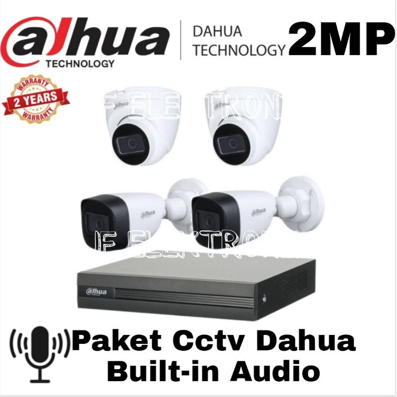 Jual Paket Cctv Dahua 4 Channel 4 Kamera 2mp Built-in Audio Komplit ...