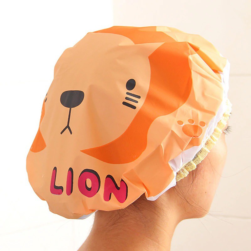 Jual Shower Cap Penutup Kepala Ketika Mandi Gambar Karakter Singa Lion ...