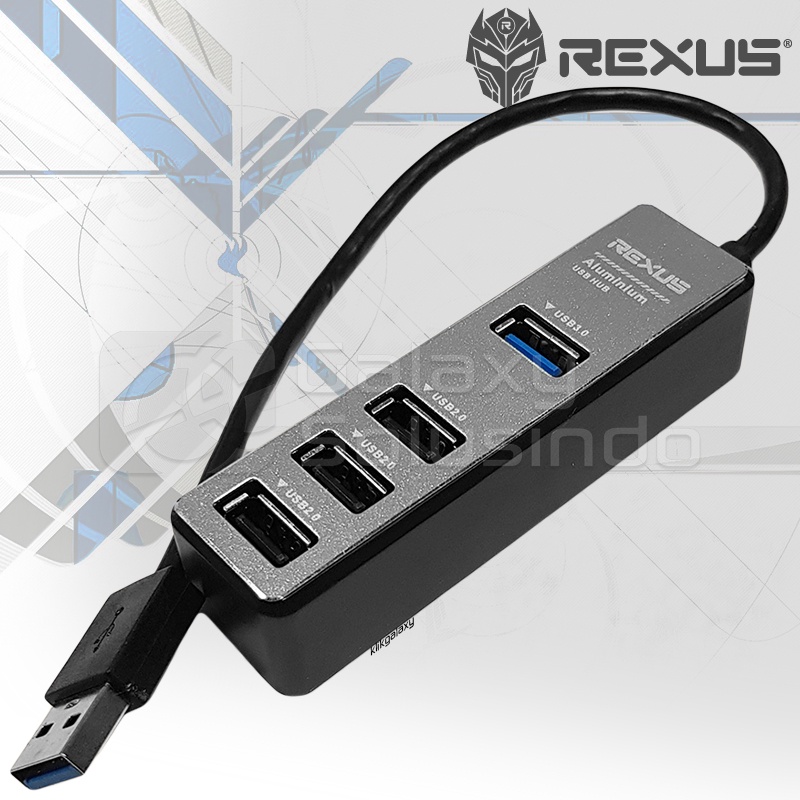 Jual REXUS RXH-329 4 Port 1x 3.0/3x 2.0 Alumunium USB HUB | Shopee Indonesia
