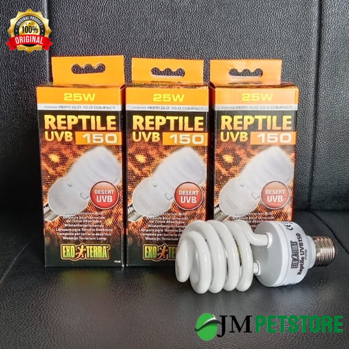 Jual Lampu Exoterra UVB 150 25 Watt Pengganti Matahari Reptil Gurun Kadal Tortoise | Shopee ...