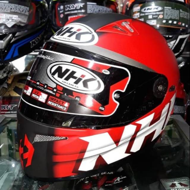 Jual Helm Full Face NHK Terminator Racing Black / Red Doff | Shopee ...