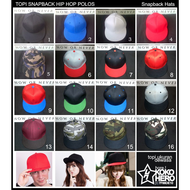 Jual Topi Snapback Polos Running Man Hip Hop Polosan Warna Warni ...