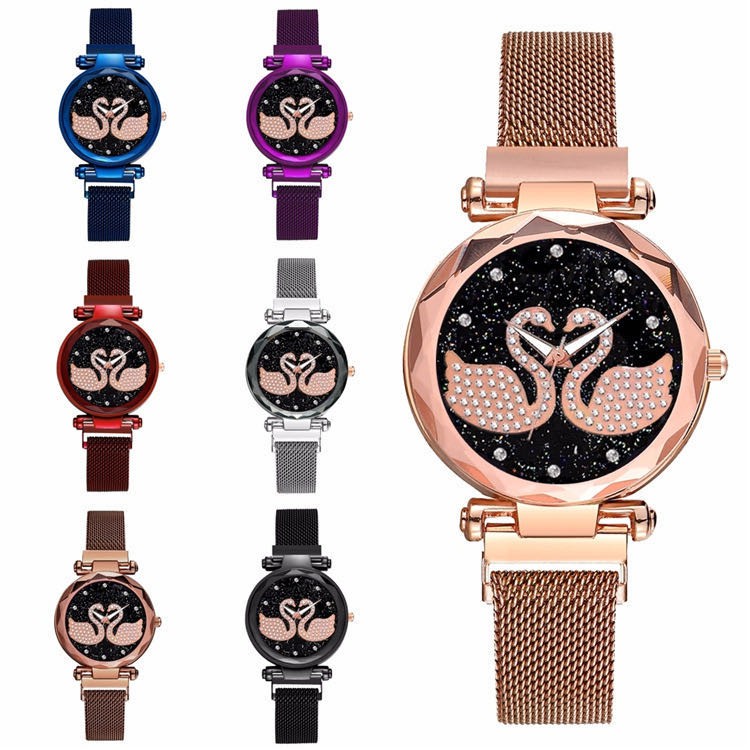 Jual Jam Tangan Wanita Strap Magnet Angsa Double/Jam Tangan Magnet ...