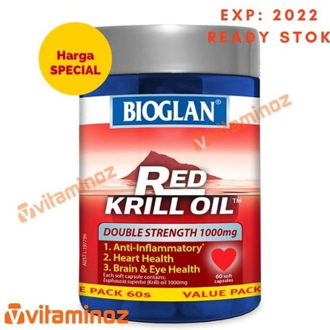 Jual Bioglan Red Krill Oil Double Strength 1000 mg - 60 Kapsul TERMURAH ...