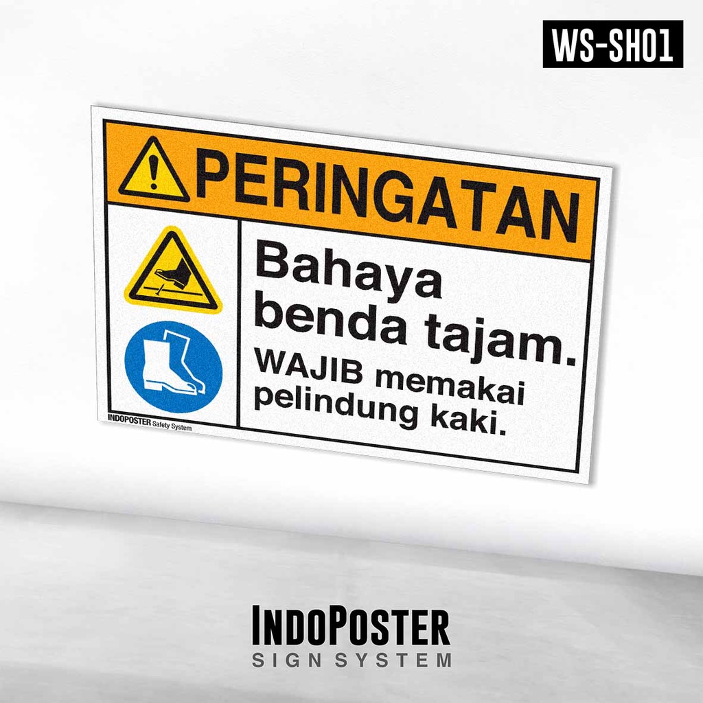 Jual Stiker Sign K3 ANSI Bahaya Benda Tajam Wajib APD Memakai Sepatu ...