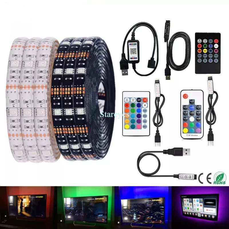 Jual Paket Lampu LED Strip RGB 5V USB 5M 5050 IP44 3 TOMBOL Controller ...