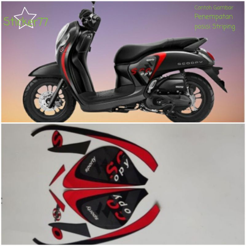 Jual Sticker Striping Motor HONDA SCOOPY Th 2022 Hitam Full | Shopee ...