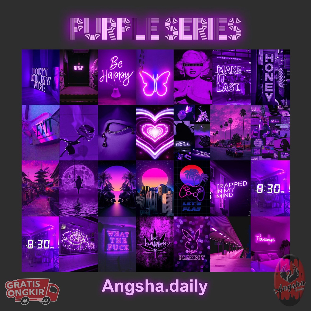 Jual Poster Neon Purple Ukuran A5 | Poster Dinding Aesthetic | Poster ...