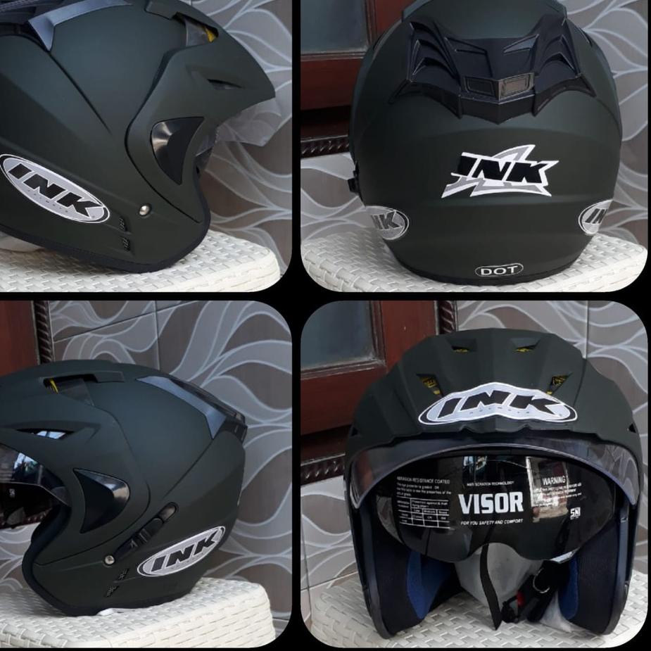 Jual Berkualitas HELM BASIC INK DOUBLE VISOR TYPE T1 WARNA HITAM DOF ...