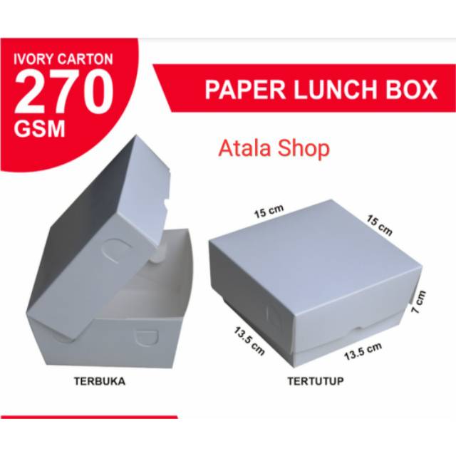 Jual Paper Lunch Box Polos Ivory Ukuran 15 x 15 x 7 cm | Shopee Indonesia