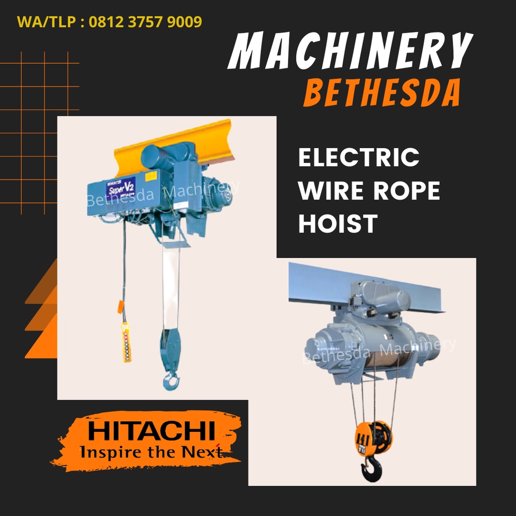 Jual Wire Rope Hoist 10 Ton 8 Meter Merk Hitachi 3 Phase | Shopee Indonesia