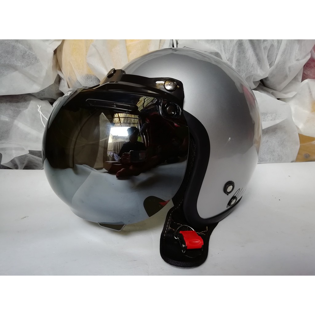 Jual HELM BOGO CLASSIC GREY DEWASA KACA CEMBUNG SILVER | Shopee Indonesia