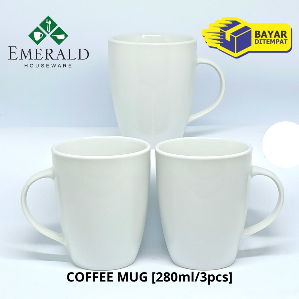 Jual Gelas Set isi 3 pcs Mug Keramik Porcelain Putih Polos Cantik ...