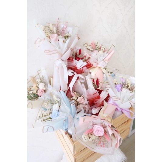 Jual Single Preserved Rose Bouquet | Bunga Mawar Kering Buket Bunga ...