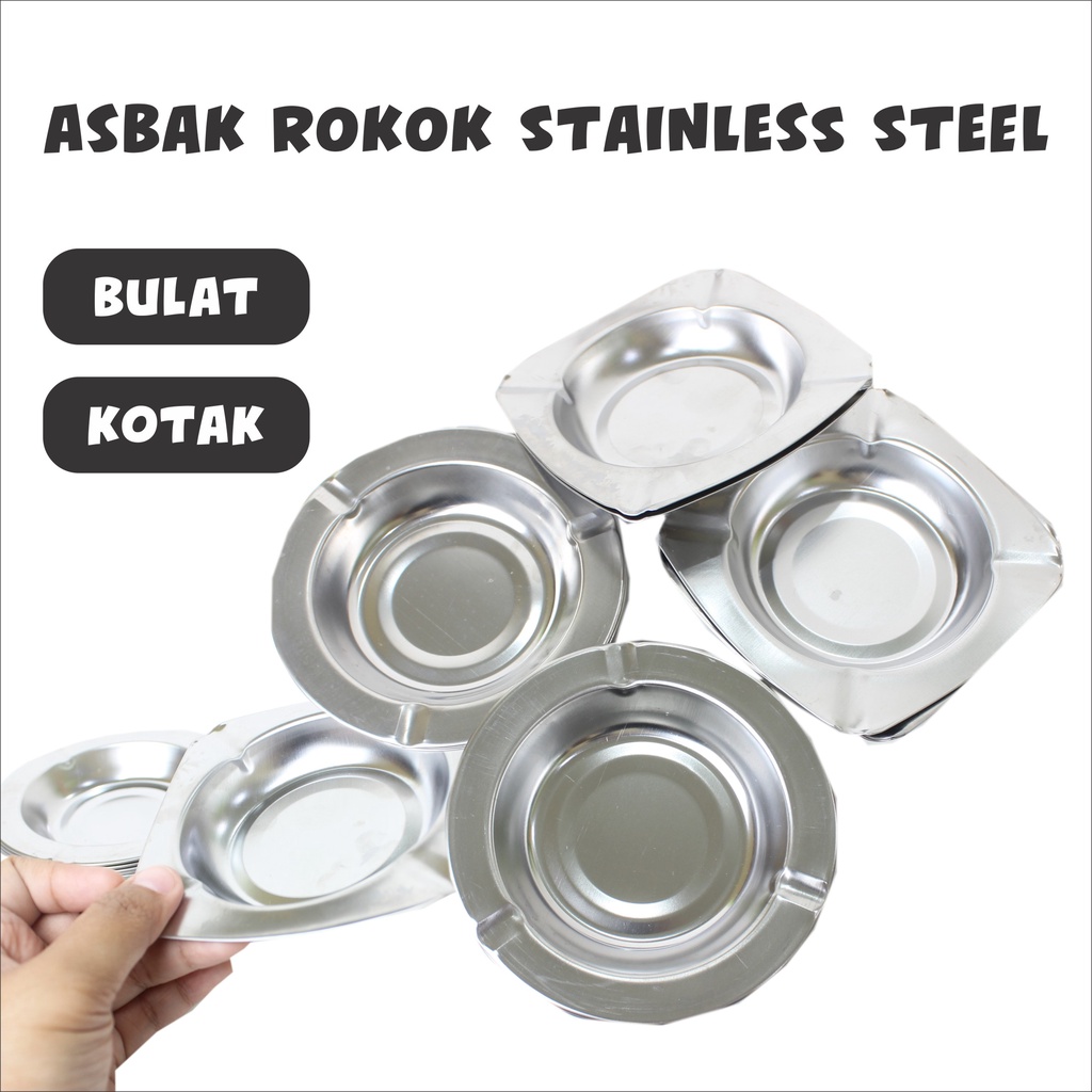 Jual Asbak Rokok Polos Stainless Steel Model Bulat Dan Kotak | Shopee ...