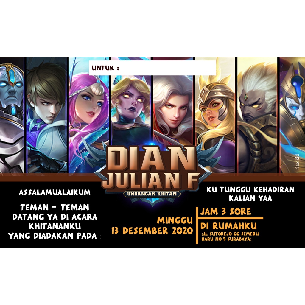 Jual Undangan Khitan Untuk Anak Custom / Freefire / Persebaya / Mobile ...