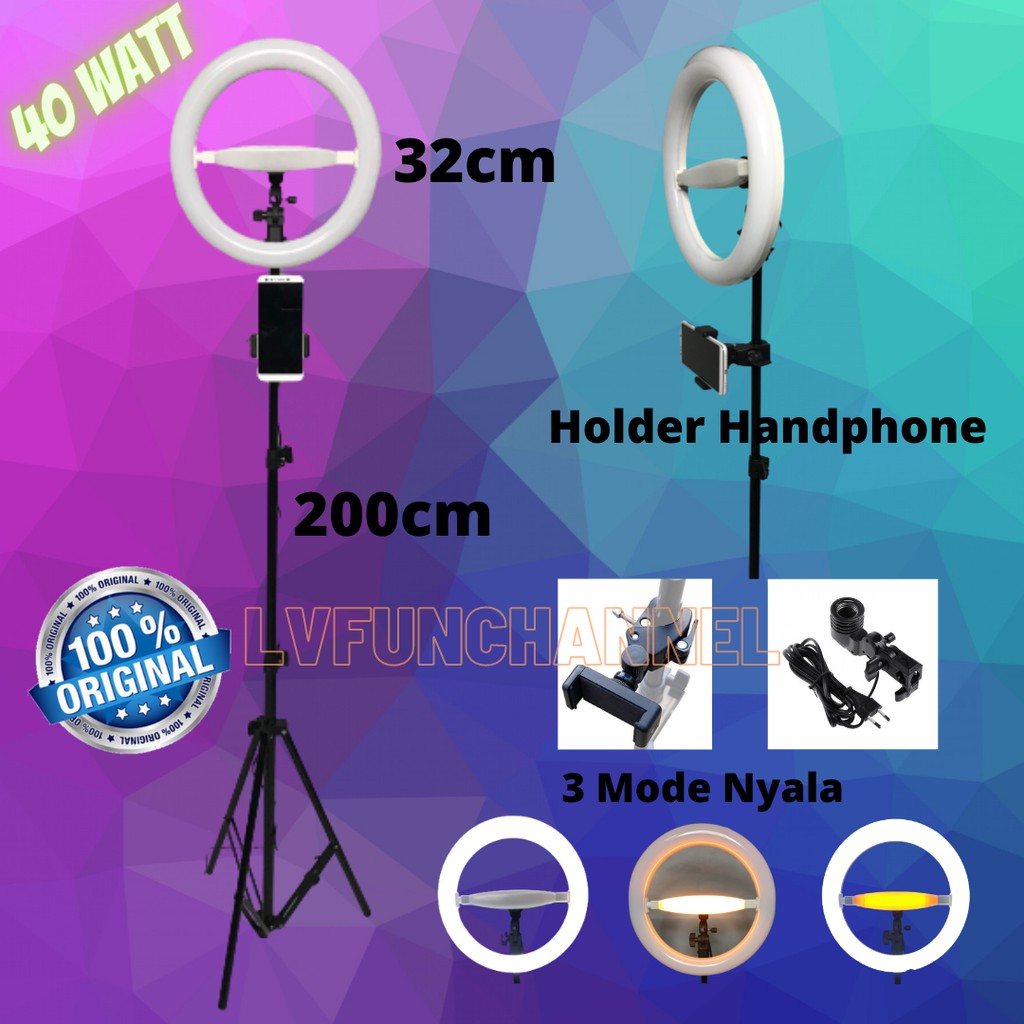 Jual RING LIGHT BESAR MURAH LED PAKET + TRIPOD 200CM TERMASUK HOLDER ...
