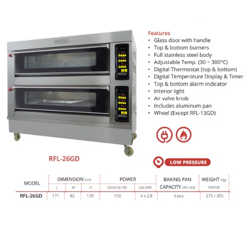 Jual NEW GETRA GAS BACKING OVEN 2 DECK 6 TRAY RFL 26 GD / RFL26GD/RFL ...