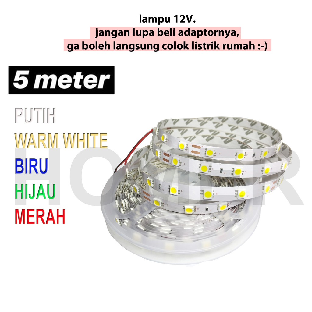 Jual Lampu LED strip pita flexible mata besar smd 5050 ip33 ip20 ip22 ...