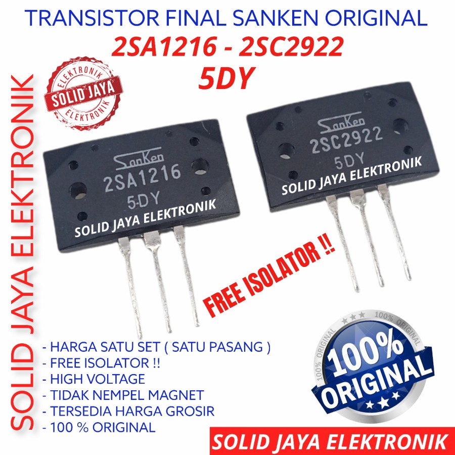 Jual TR FINAL SANKEN 5DY 2SA1216 2SC2922 ASLI ORI TRANSISTOR 2SA 1216 2SC 2922 A1216 C2922 5 DY ...