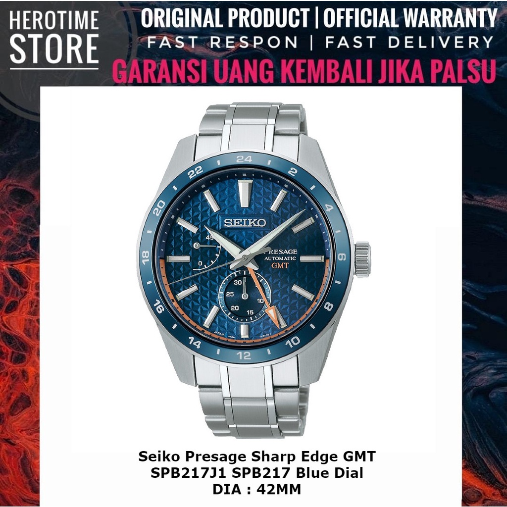 Jual Seiko Presage Sharp Edge GMT SPB217J1 SPB217 Blue Dial Jam Tangan ...