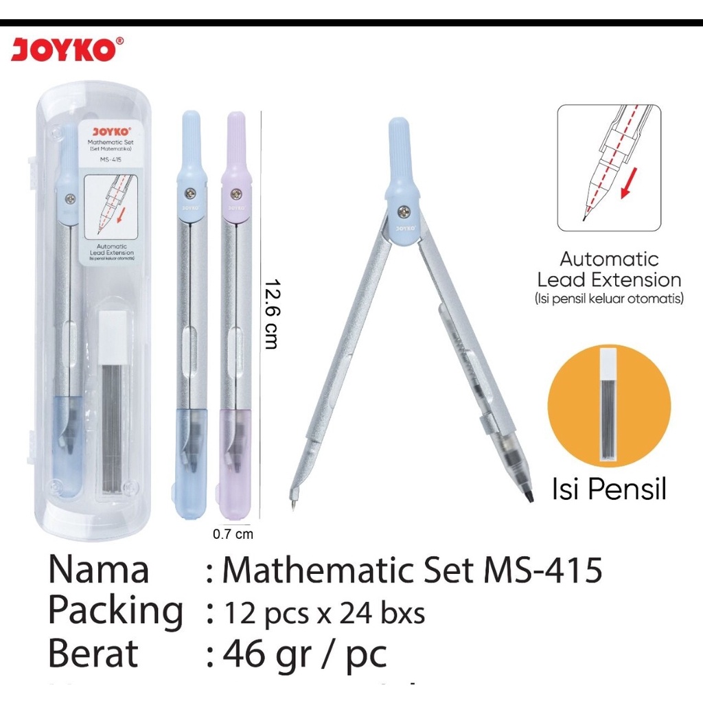 Jual jangka joyko ms 415 pastel mathematic set automatic | Shopee Indonesia