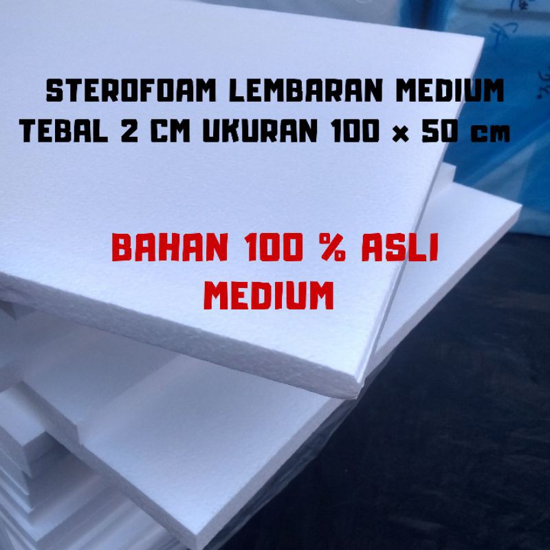Jual styrofoam lembaran / papan sterofoam medium ukuran 100 x 50 cm ...