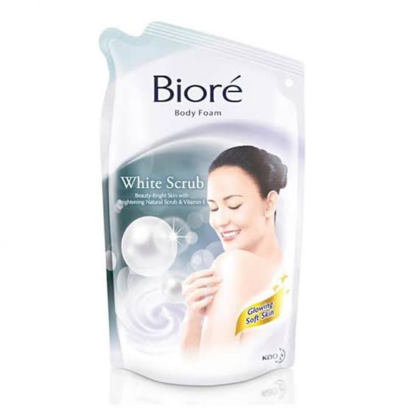 Jual Biore Body Foam Bright White Scrub Pouch Sabun Mandi Cair [450 mL] | Shopee Indonesia