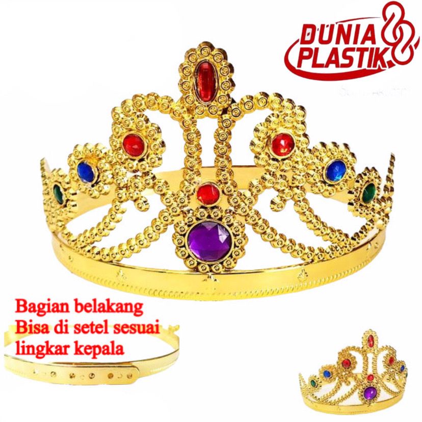 Jual isi1pc mahkota CROWN gold KING QUEEN aksesoris tiara hiasan kepala ...