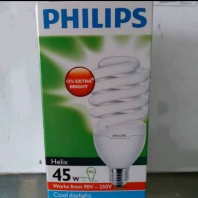 Jual Philips helix 45 watt, cool daylight warna putih lampu spiral jumbo tornado besar | Shopee ...