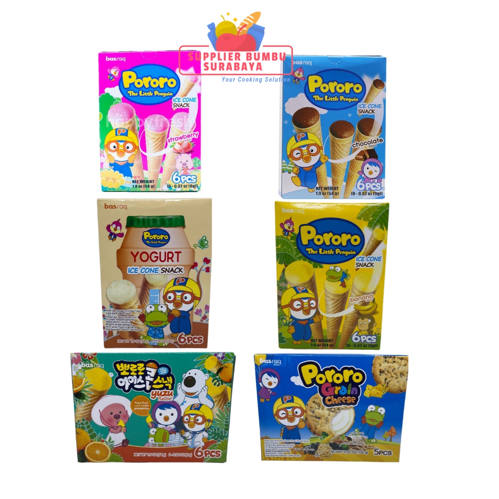 Jual Pororo Ice Cone Snack Korea Chocolate Strawberry Banana Yoghurt ...