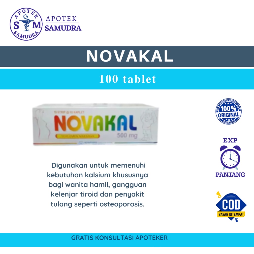 Jual NOVAKALK Kaplet - Box isi 100 Kaplet (vitamin kalsium vitamin ...
