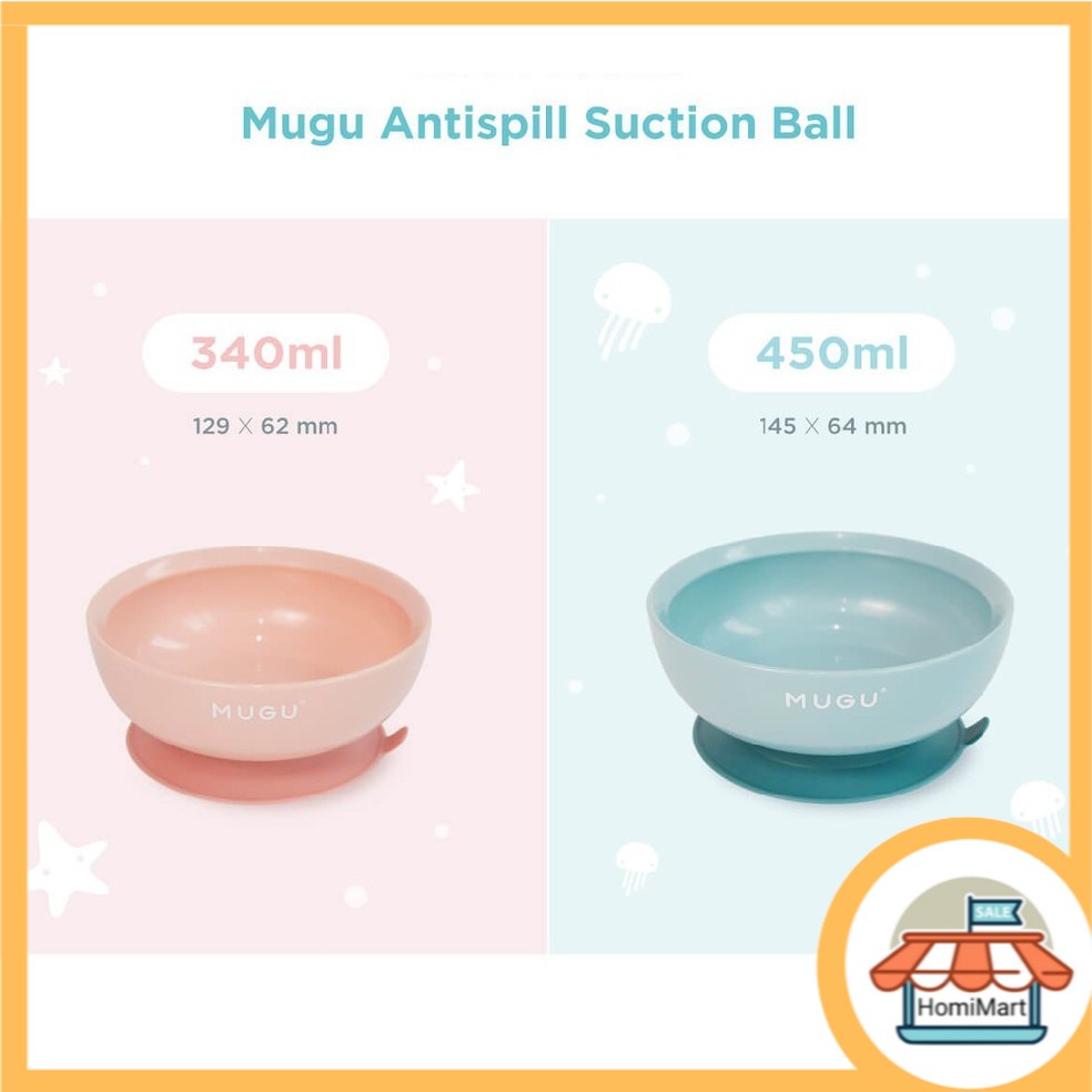 Jual MUGU Suction Bowl Mangkok Makan Bayi Anak Anti Tumpah 340ml Dan 450ml | Shopee Indonesia