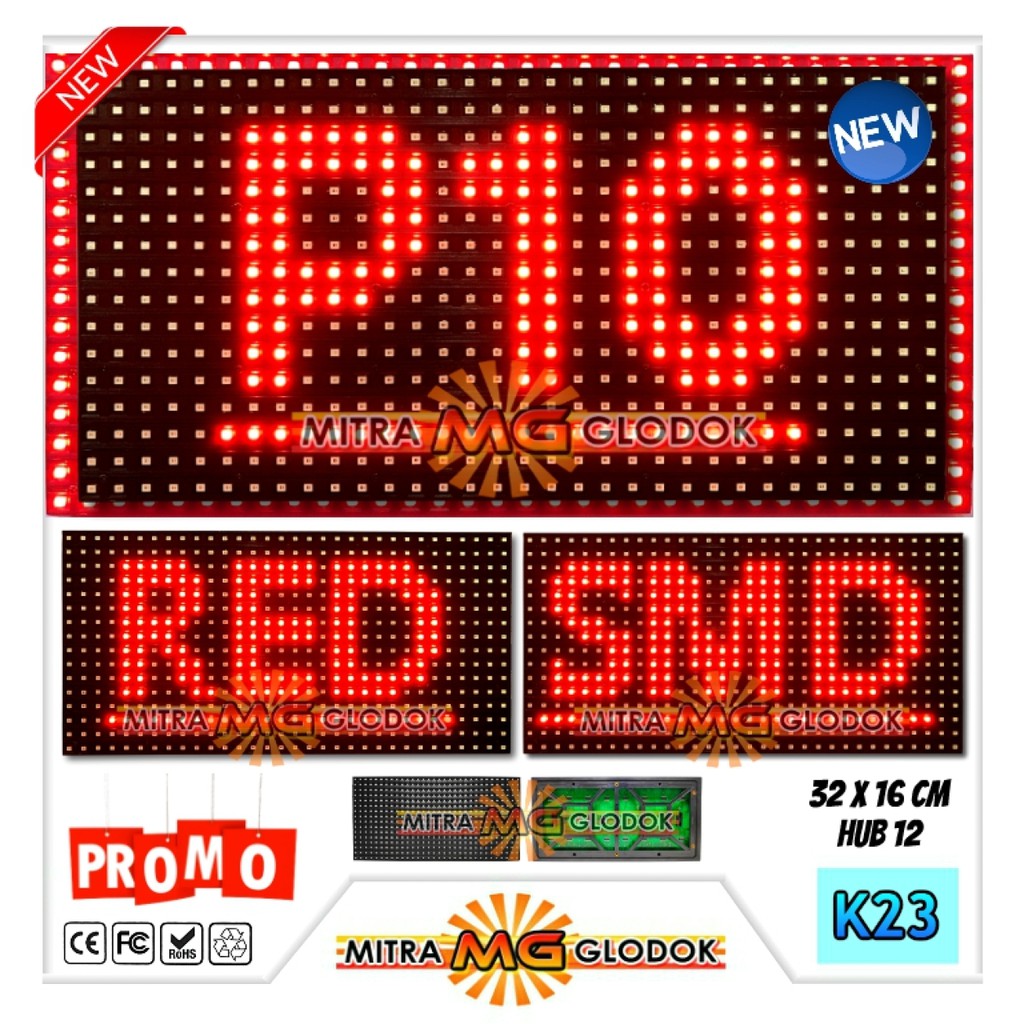 Jual PANEL P10 SMD MERAH RED P10 INDOOR OUTDOOR RUNNING TEXT SINGLE ...