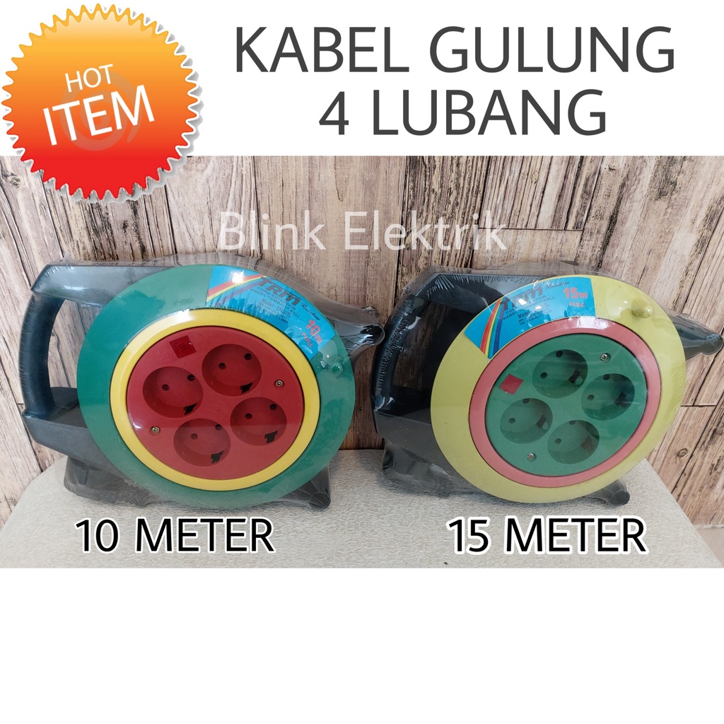 Jual Kabel Rol/Kabel roll/Kabel Gulung 4 Lubang 10 15 meter + Stop ...