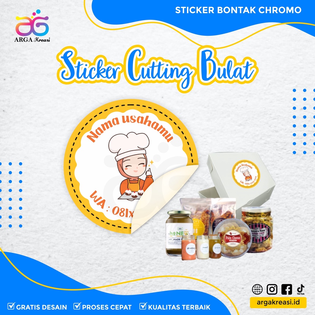 Jual Stiker Label Makanan Custom Free Design Cetak Sticker Kemasan Kue ...