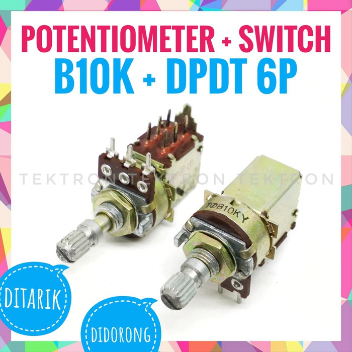 Jual Potentiometer B10K + Switch 6pin DPDT, potentio potensio | Shopee ...