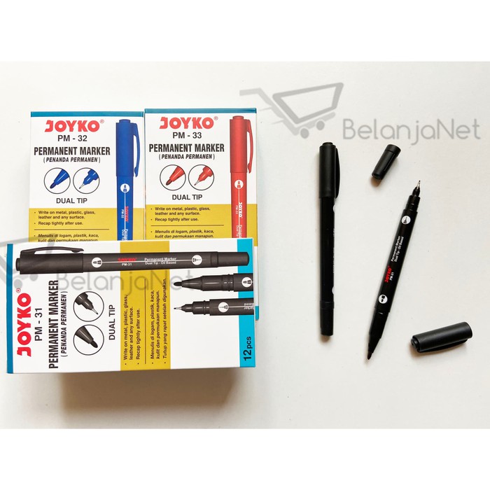 Jual Spidol Permanen Joyko Pm 31 Hitam Pm 32 Biru Pm 33 Merah 1 Lusin Shopee Indonesia