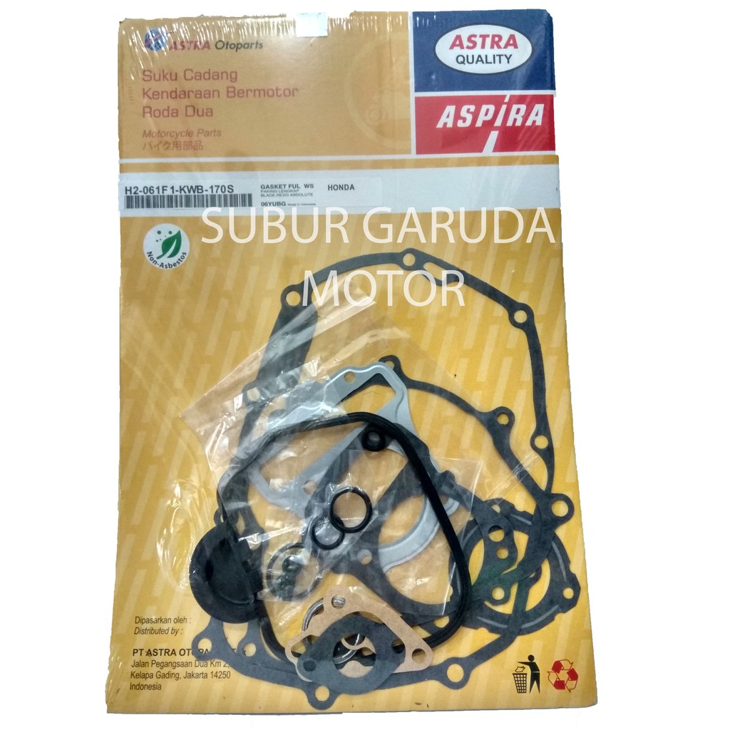 Jual PAKING GASKET FULL SET ABSOLUTE REVO BLADE LAMA TIPE KWB MERK ASPIRA ORISINIL | Shopee ...
