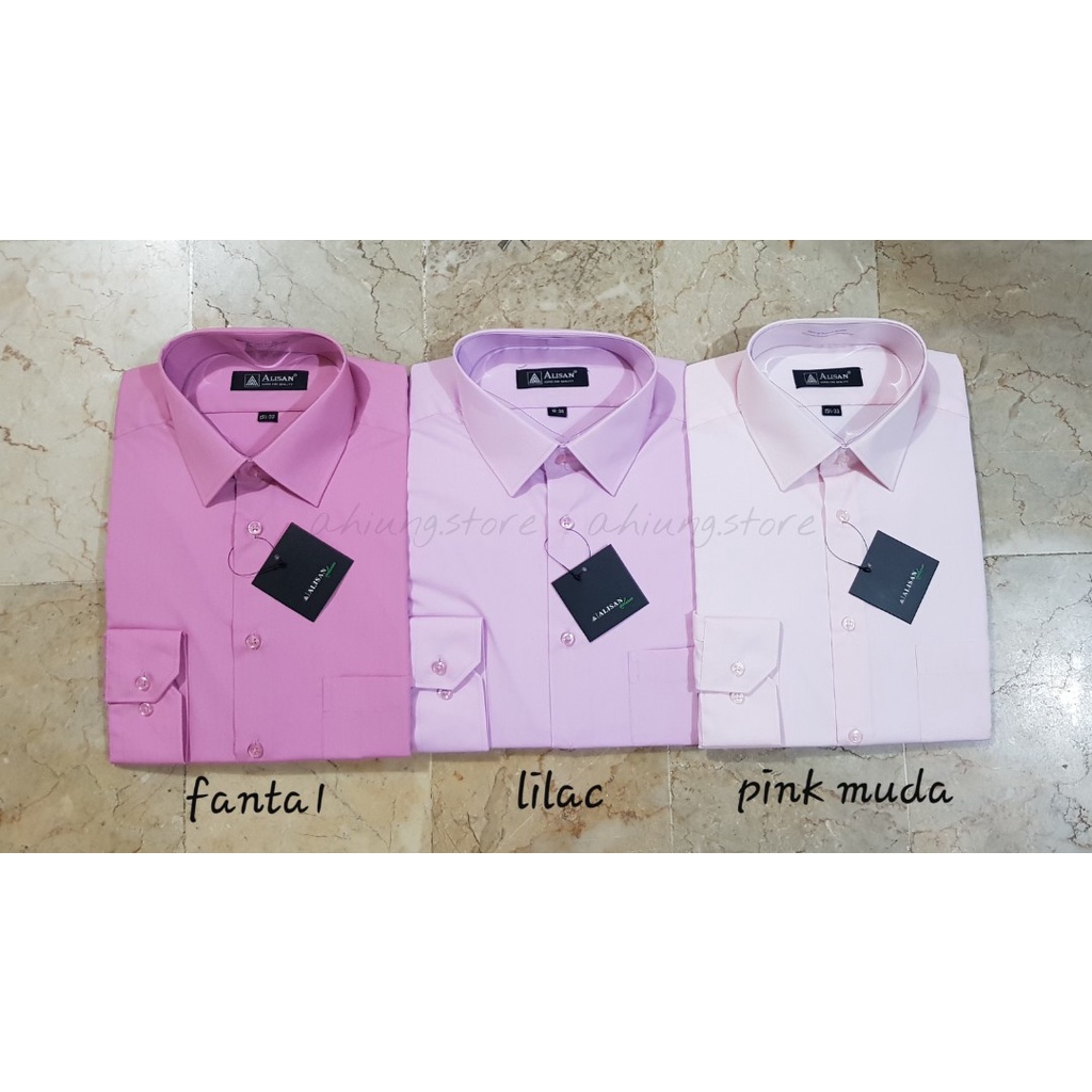 Jual KEMEJA PRIA ALISAN - KEMEJA POLOS LENGAN PANJANG PRIA WARNA PINK ...