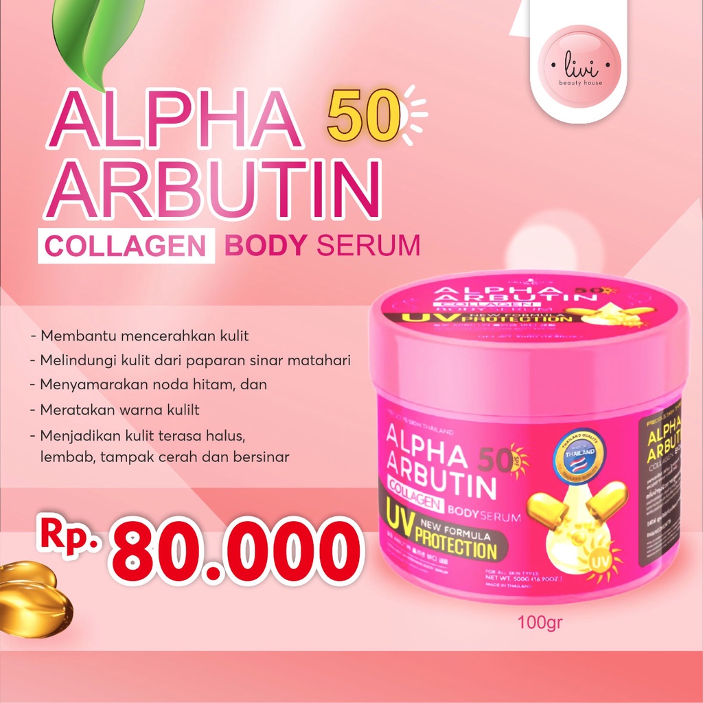 Jual LIVI - Precious Skin Alpha Arbutin Collagen UV Body Serum 500ml ...