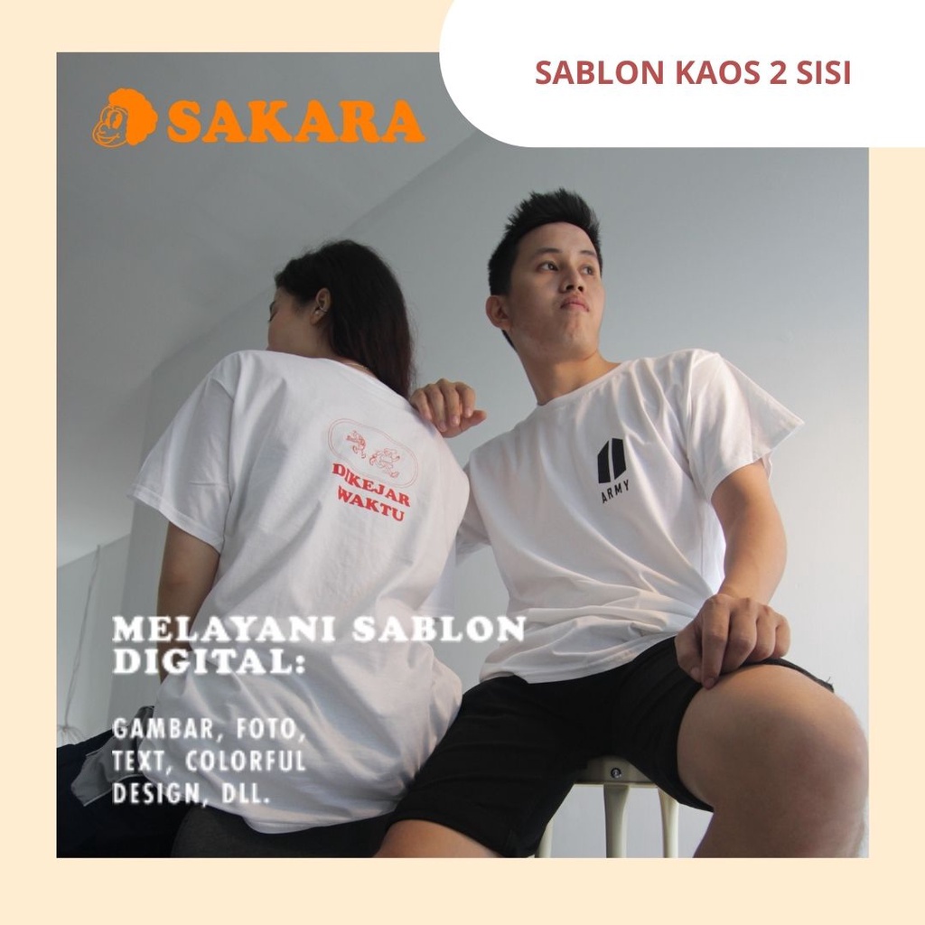 Jual Custom Sablon Digital Satuan | 2 SISI | Print DTF | Soft Cotton ...